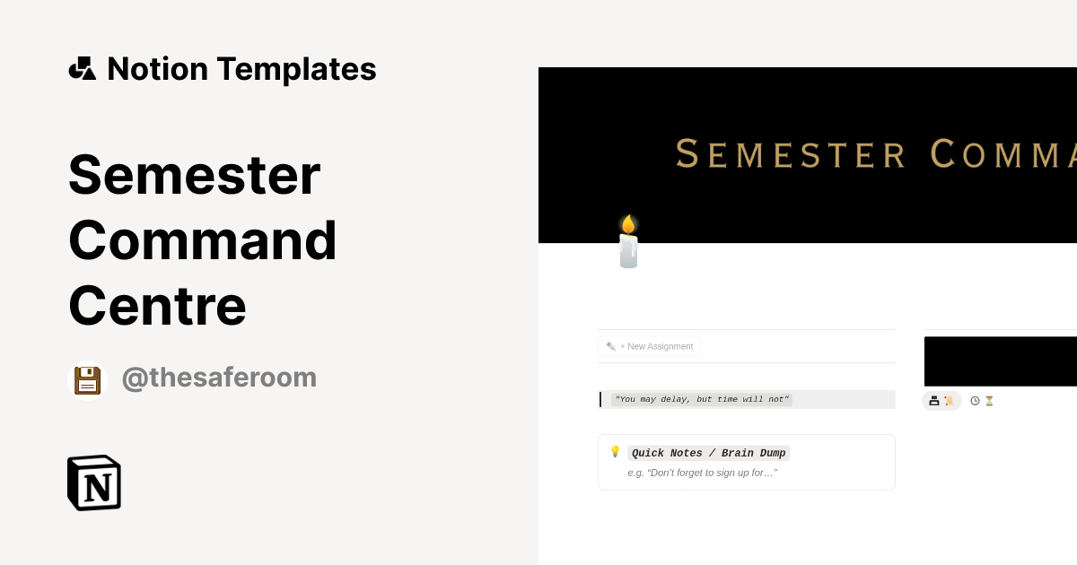 Semester Command Centre Template by The Safe Room | Notion Marketplace