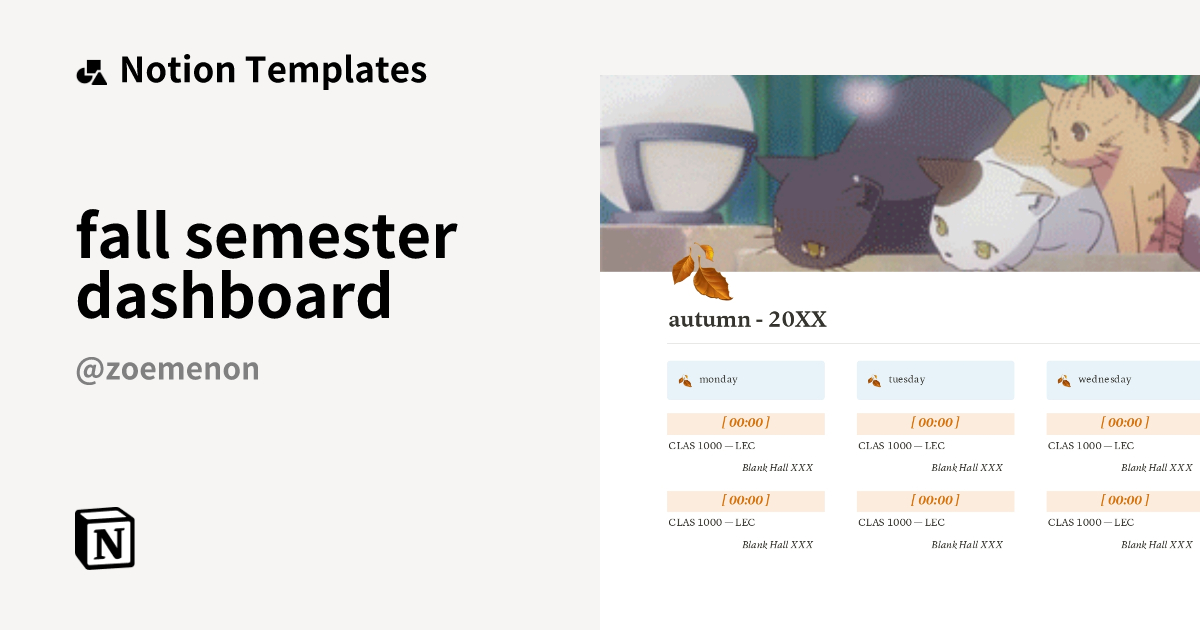 fall semester dashboard Template by zoe | Notion Marketplace
