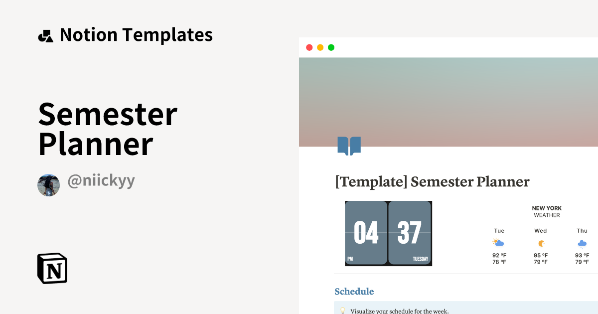 Semester Planner Template by niickyy | Notion Marketplace