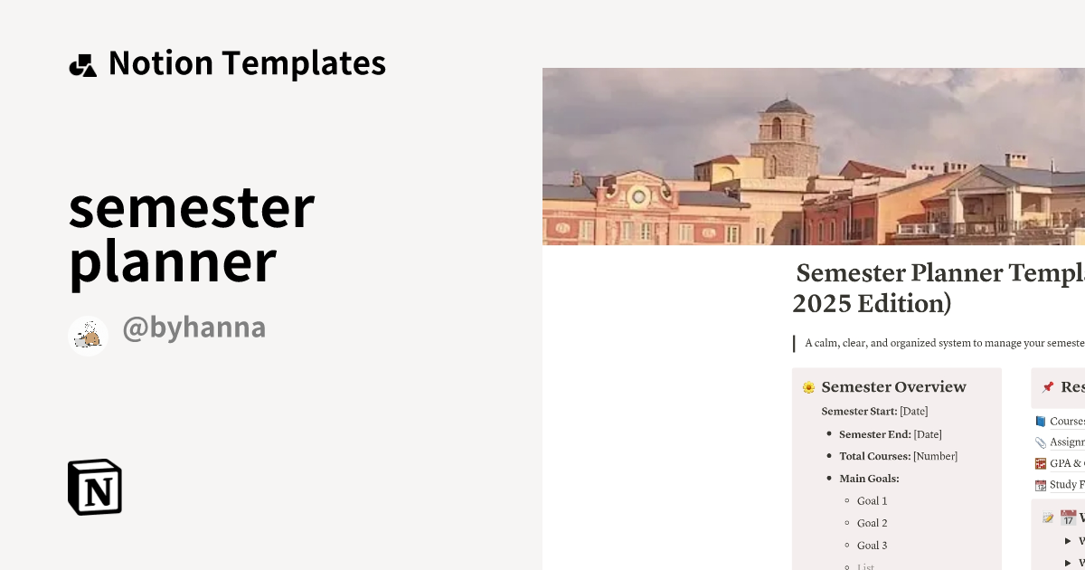 semester planner Template by by hanna | Notion Marketplace