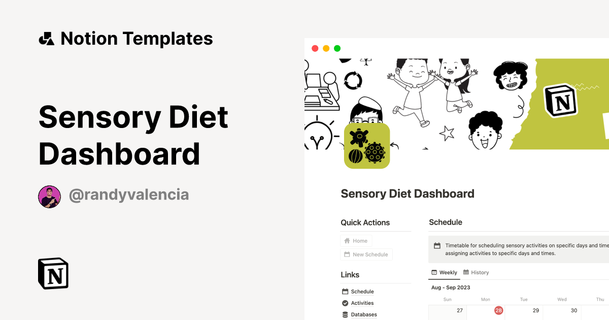 Sensory Diet Dashboard Template by Randy Valencia | Notion Marketplace