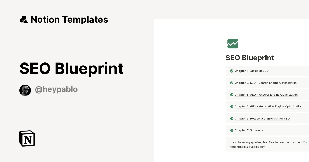 SEO Blueprint Template by Pablo | Notion Marketplace