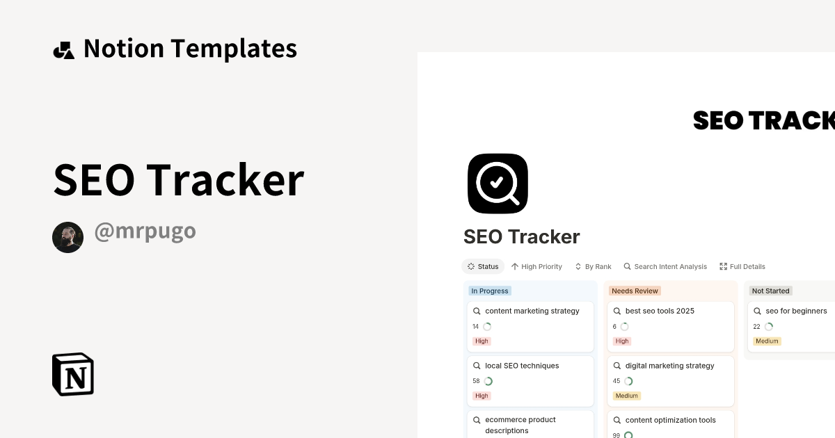SEO Tracker Template by mrpugo | Notion Marketplace