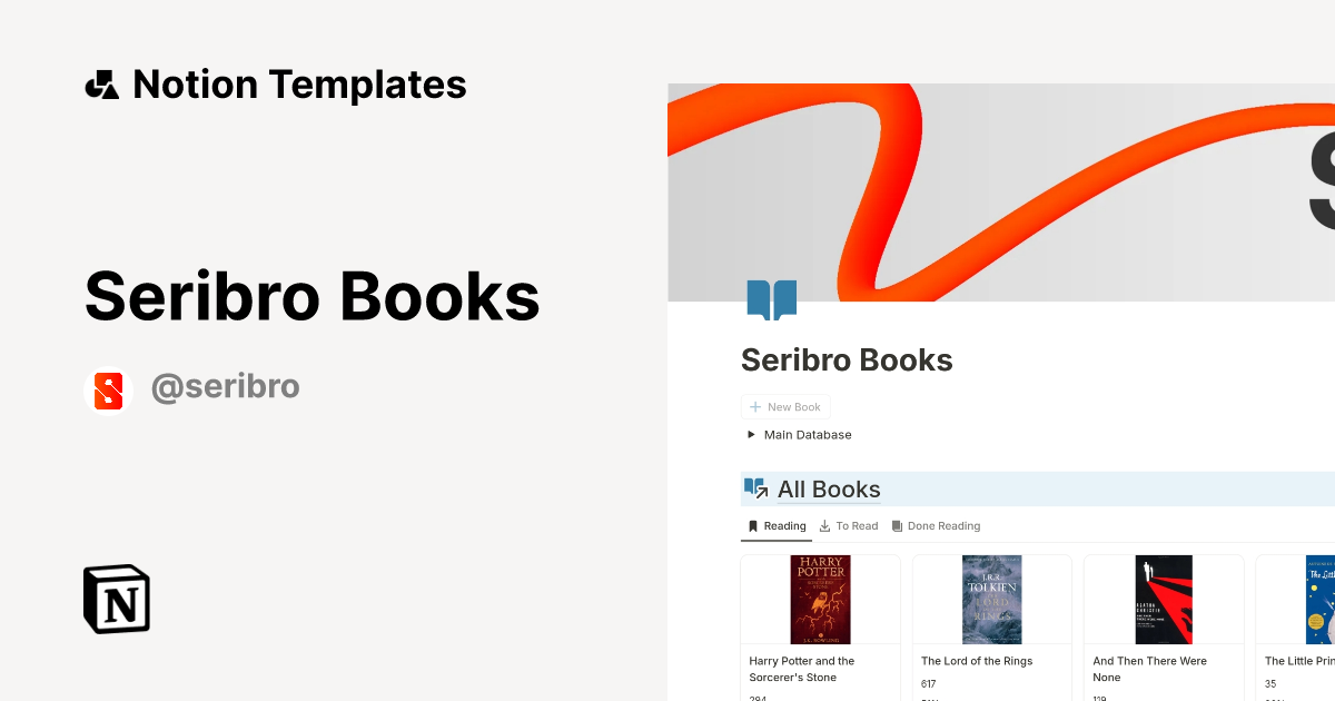 Seribro Books Template | Notion Marketplace