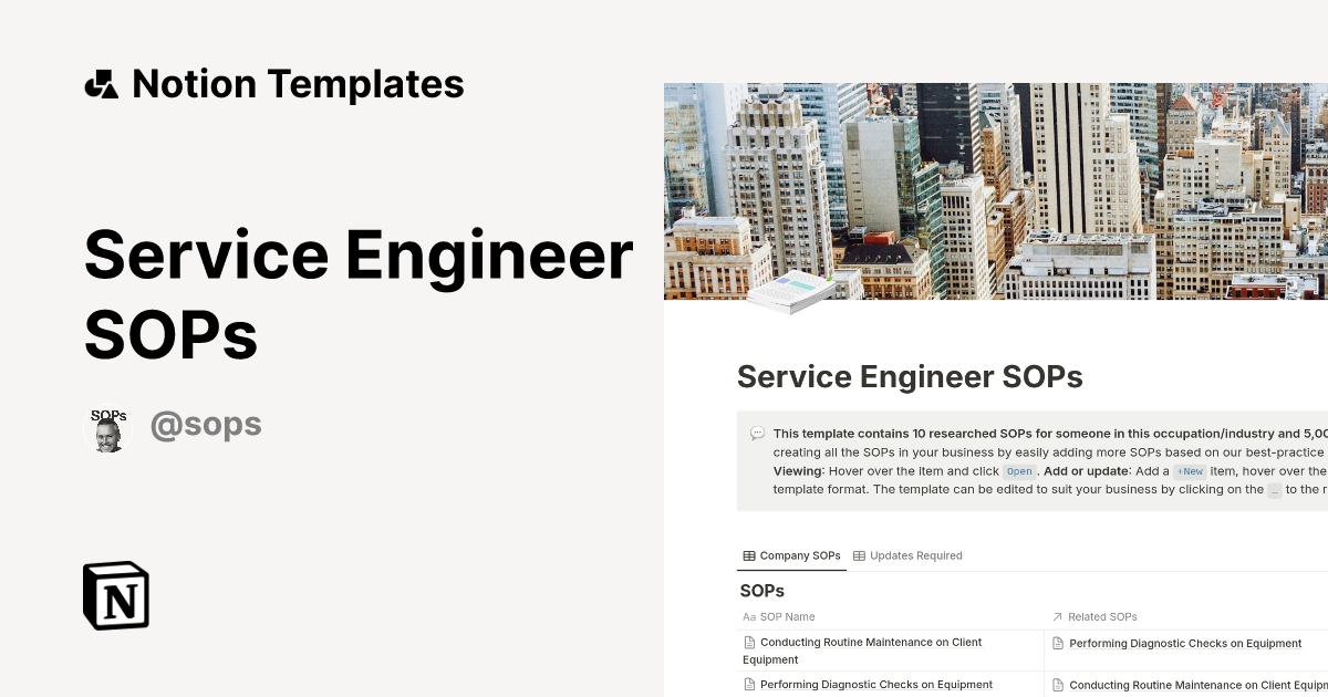 Service Engineer SOPs Template by SOPs | Notion Marketplace