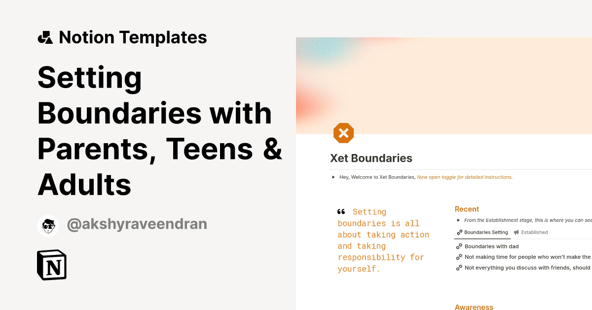 Setting Boundaries with Parents, Teens & Adults Template | Notion Marketplace