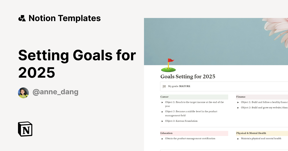 Setting Goals for 2025 Template | Notion Marketplace