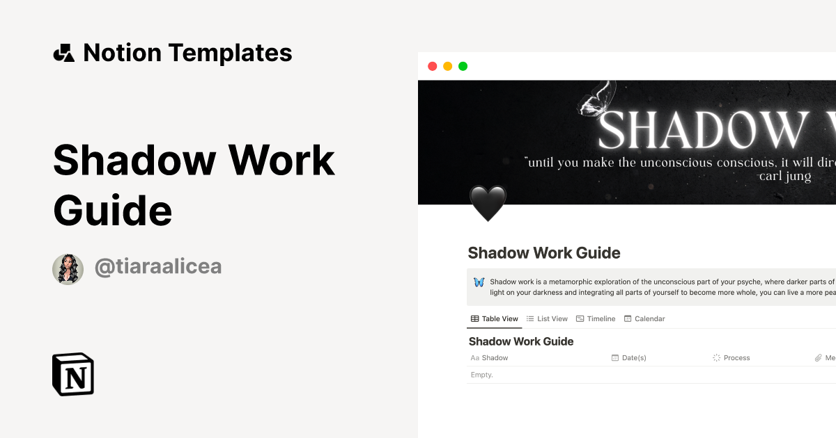 Shadow Work Guide Template by Tiara Alicea | Notion Marketplace