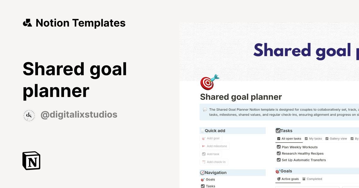 Shared goal planner Template by Digitalix | Notion Marketplace