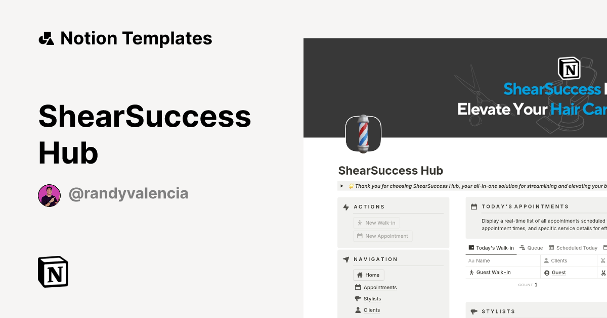 ShearSuccess Hub Template by Randy Valencia | Notion Marketplace