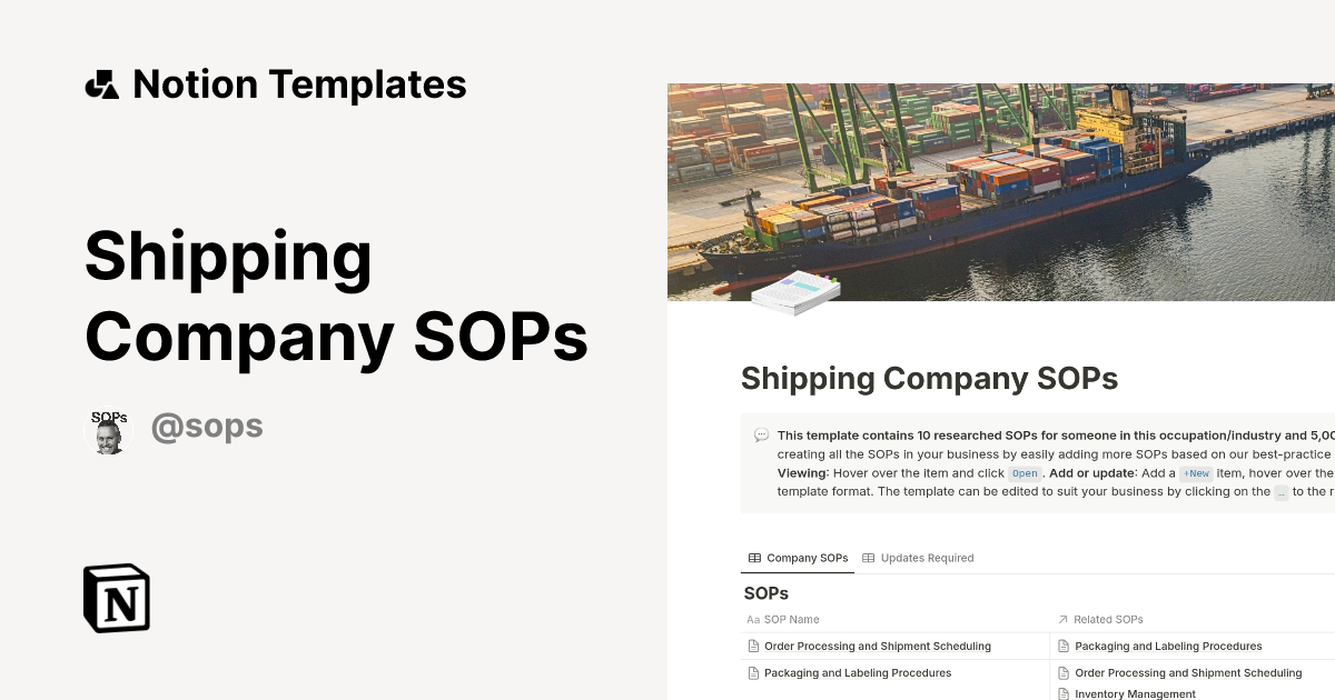 Shipping Company SOPs Template | Notion Marketplace
