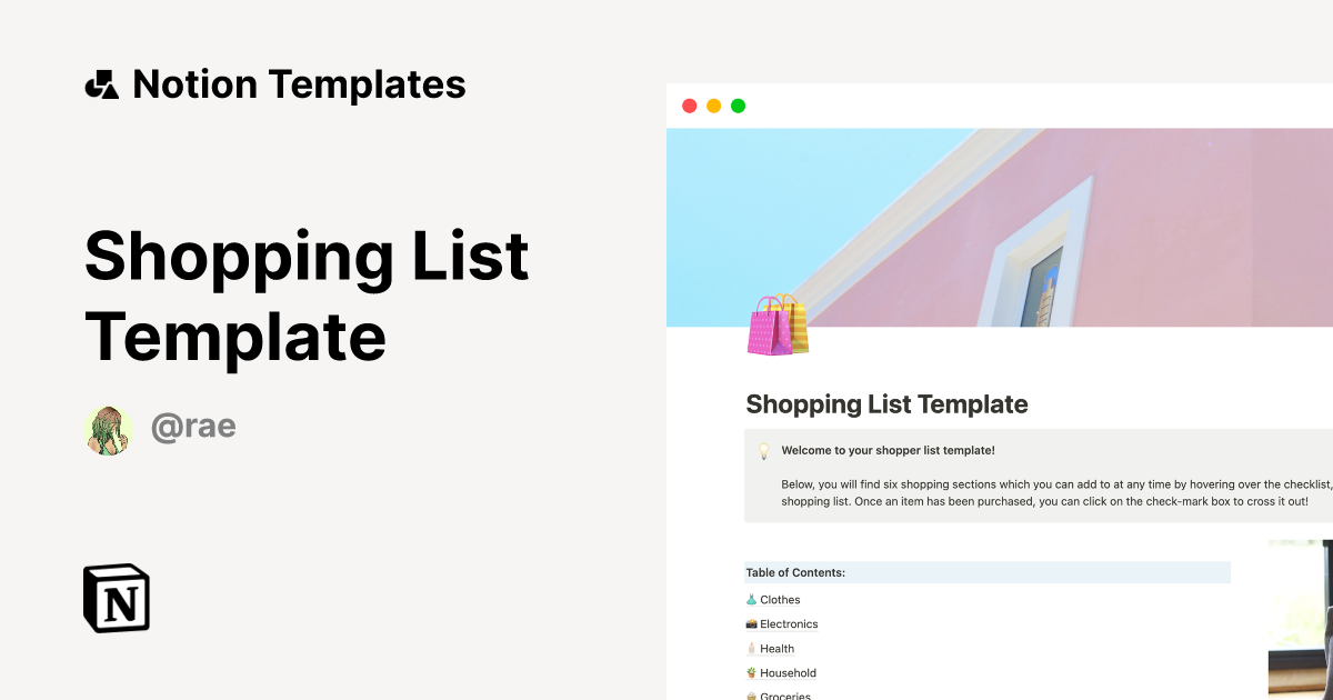 Shopping List Template Template | Notion Marketplace