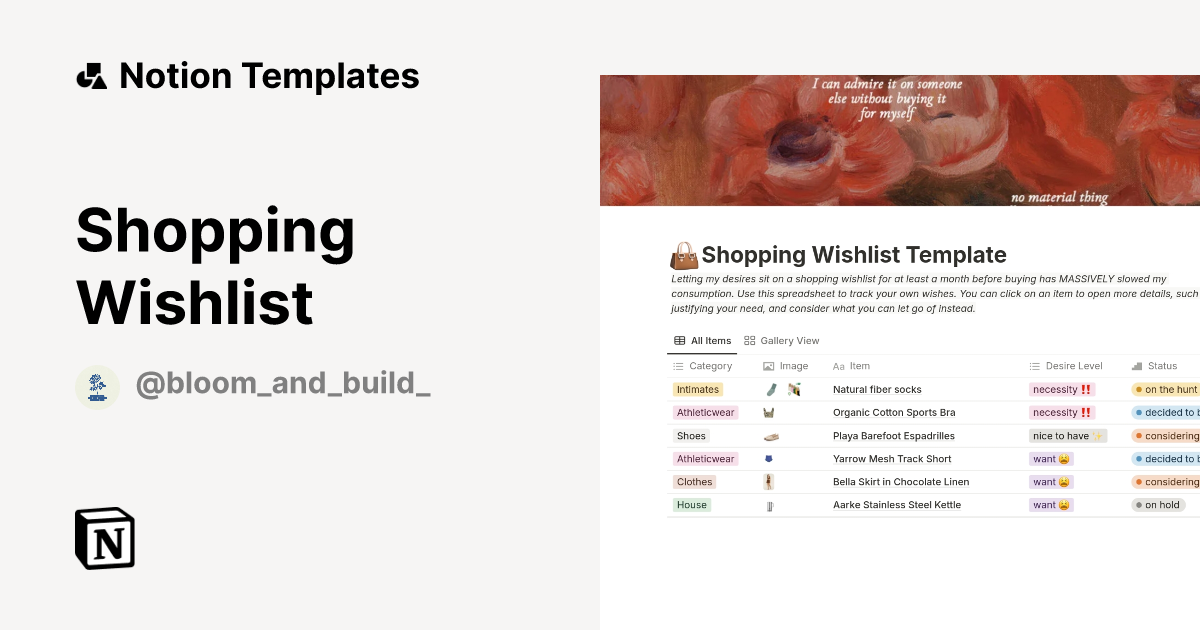 Shopping Wishlist Template | Notion Marketplace