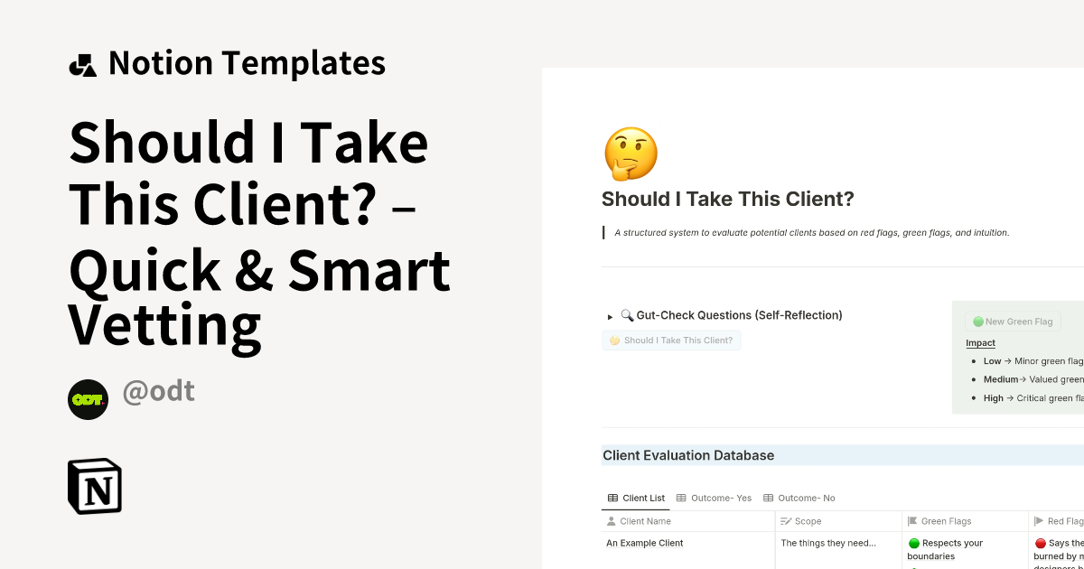 Should I Take This Client? – Quick & Smart Vetting Template by ODT ...