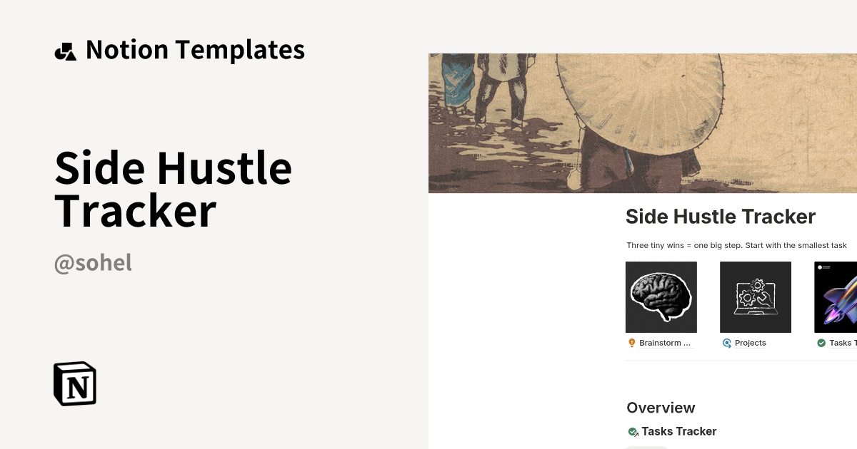 Side Hustle Tracker Template by Sohel | Notion Marketplace