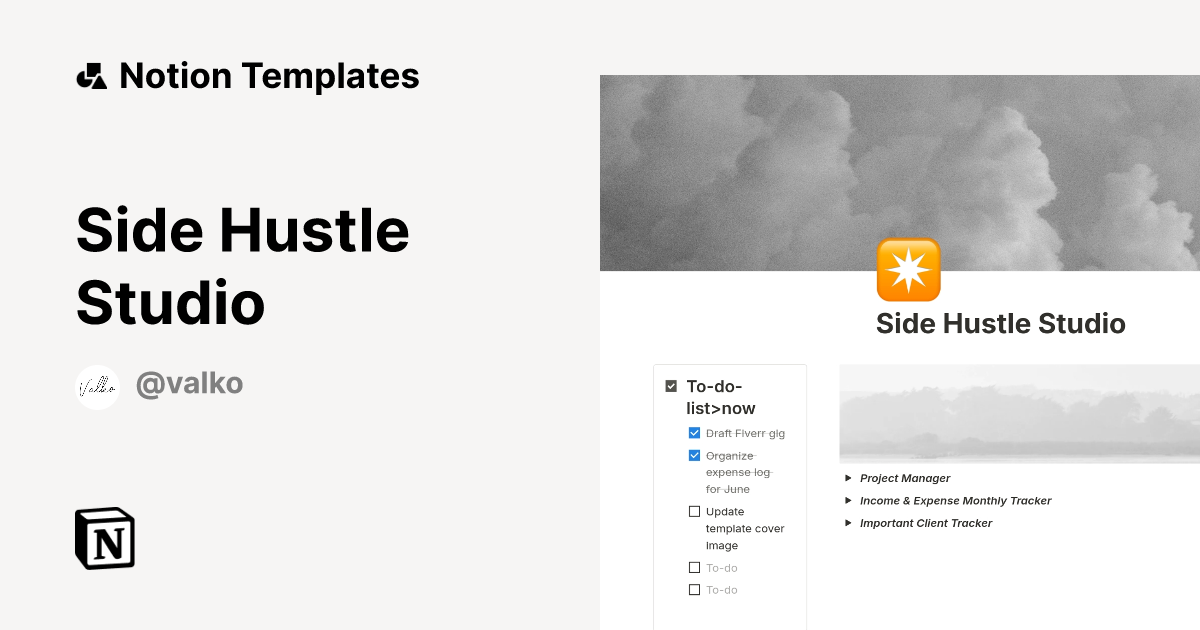 Side Hustle Studio Template | Notion Marketplace