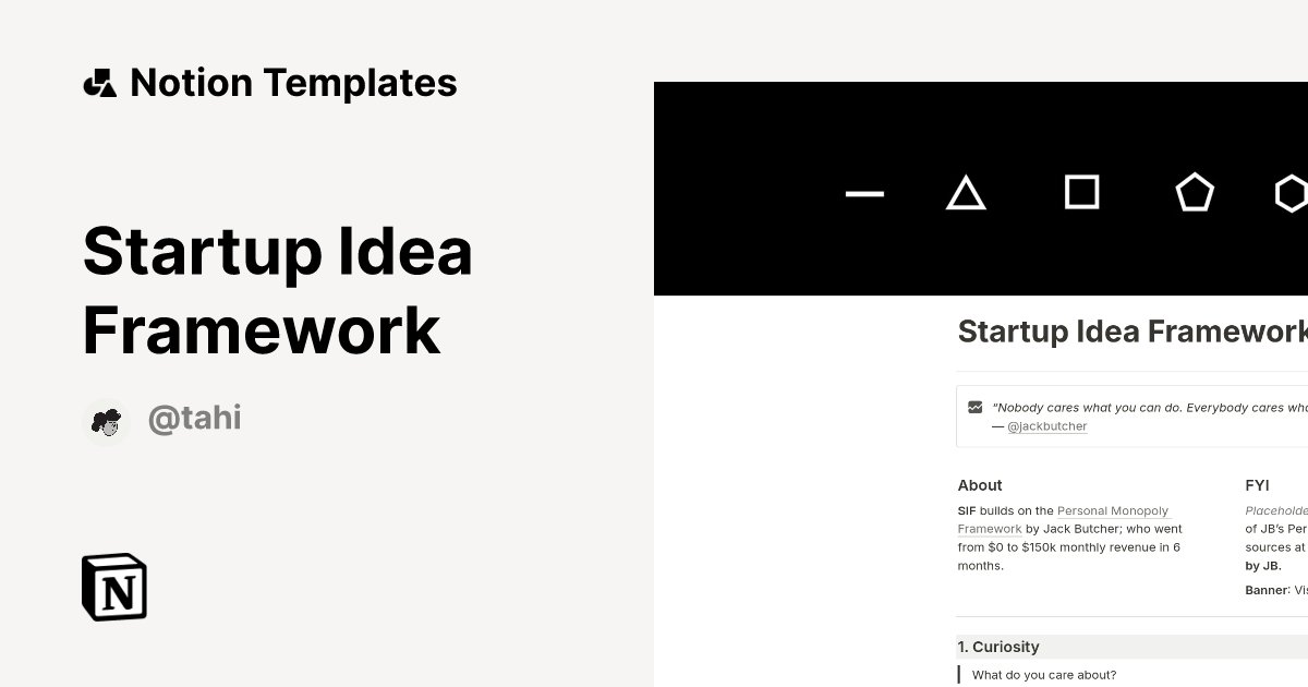 Startup Idea Framework Template | Notion Marketplace