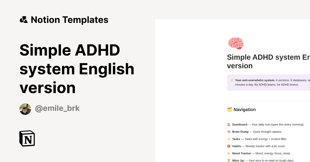 Simple ADHD system English version Template | Notion Marketplace