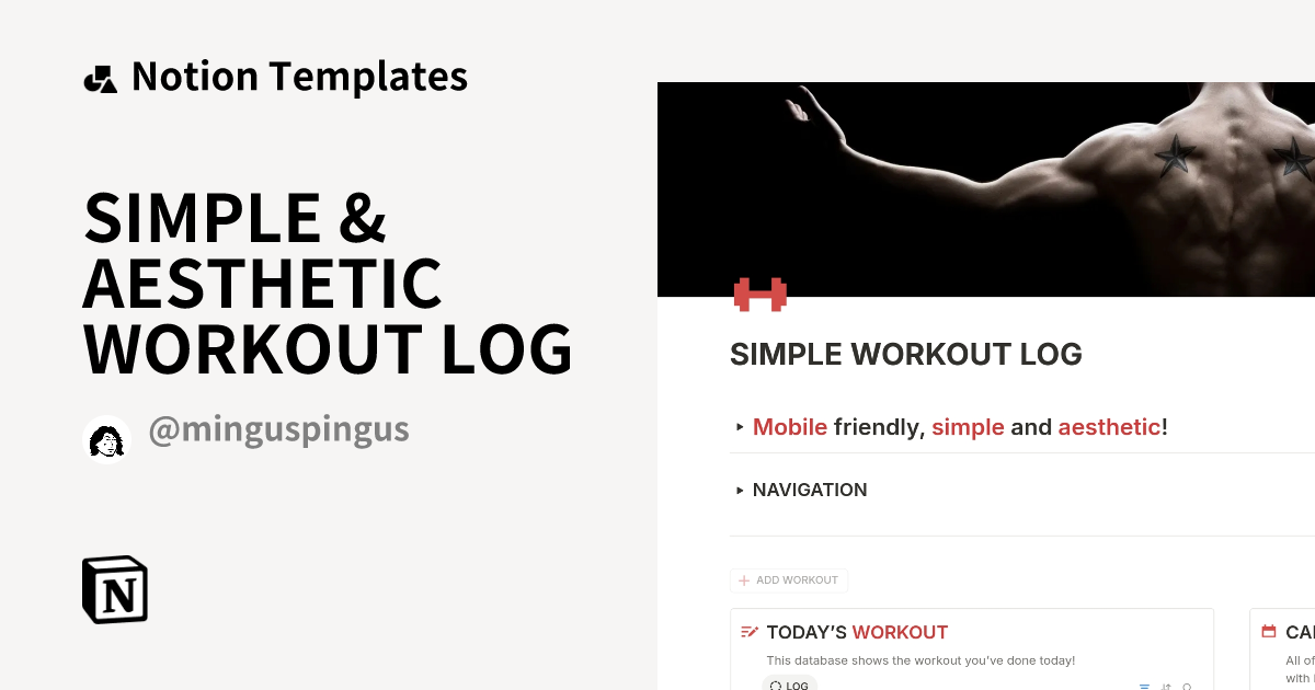 SIMPLE & AESTHETIC WORKOUT LOG Template by minguspingus | Notion ...