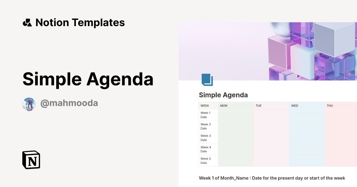 Simple Agenda Template | Notion Marketplace