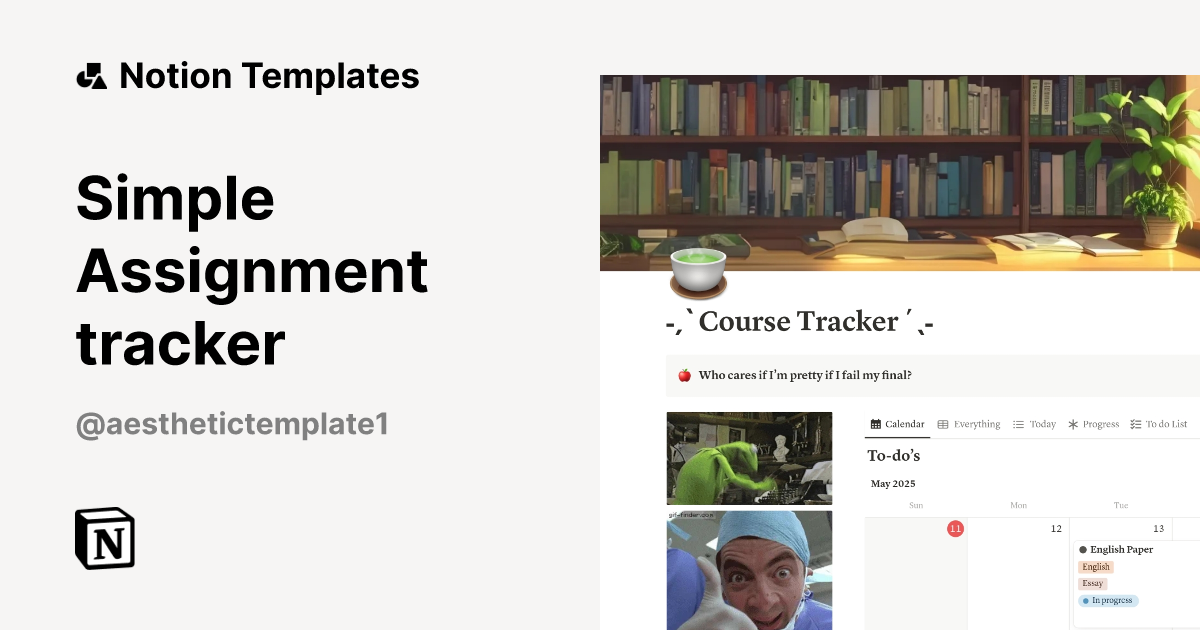 Simple Assignment tracker Template | Notion Marketplace Simple Assignment tracker Template | Notion Marketplace