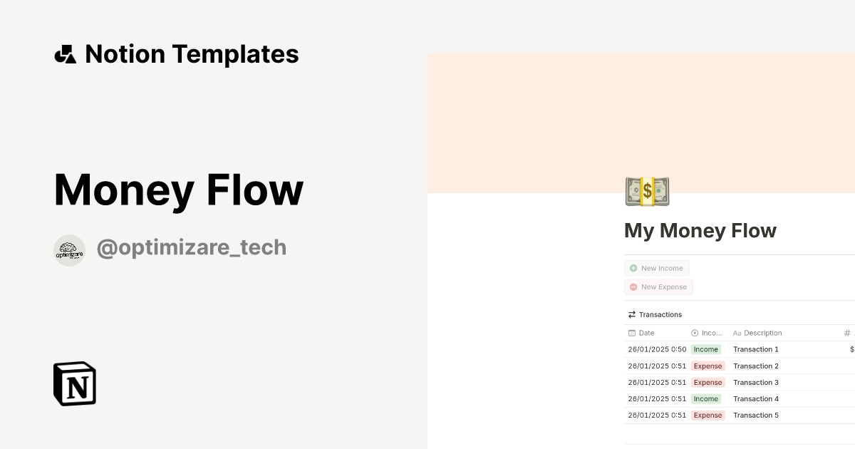 Money Flow Template | Notion Marketplace
