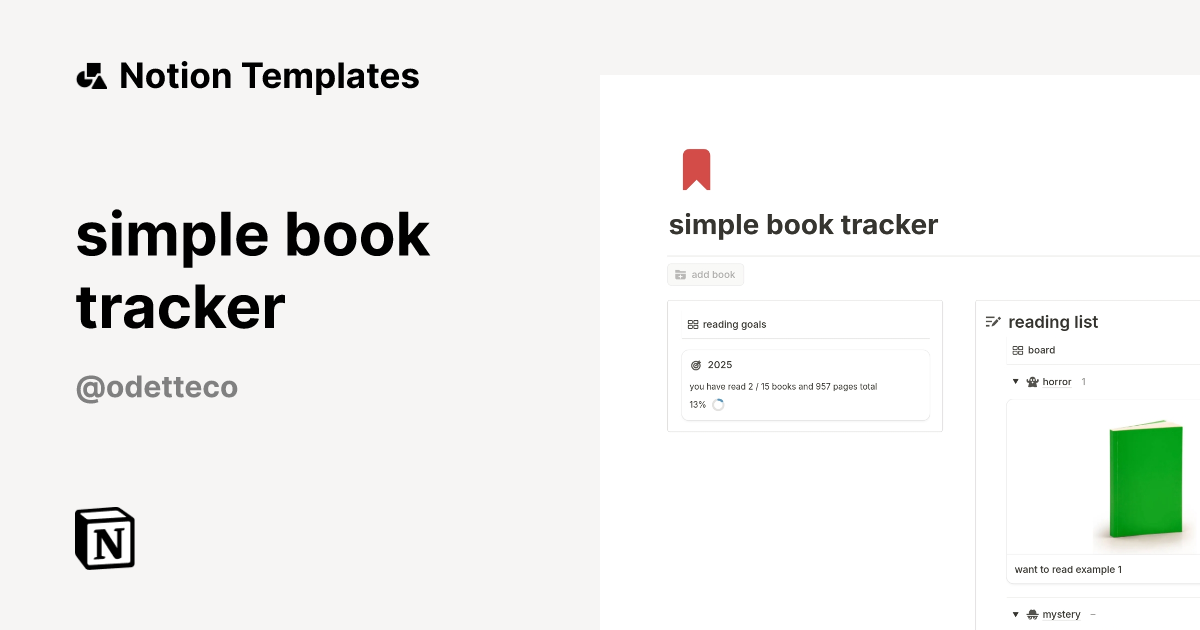 simple book tracker Template | Notion Marketplace
