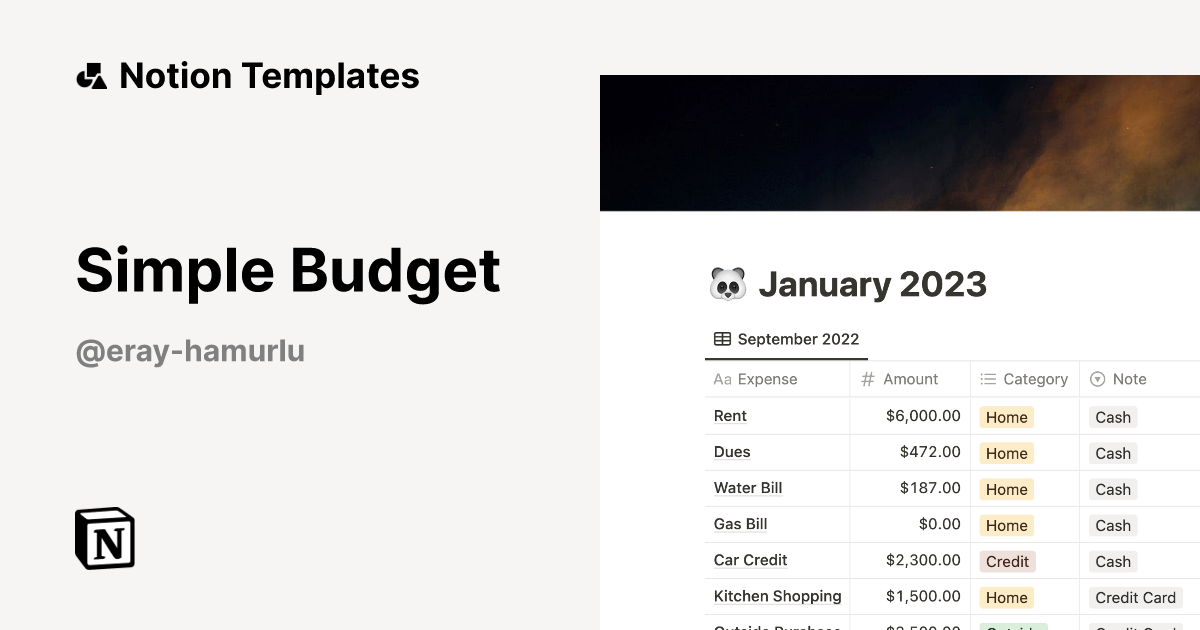 Simple Budget Template | Notion Marketplace