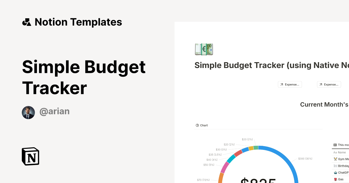 Simple Budget Tracker Template Notion Marketplace