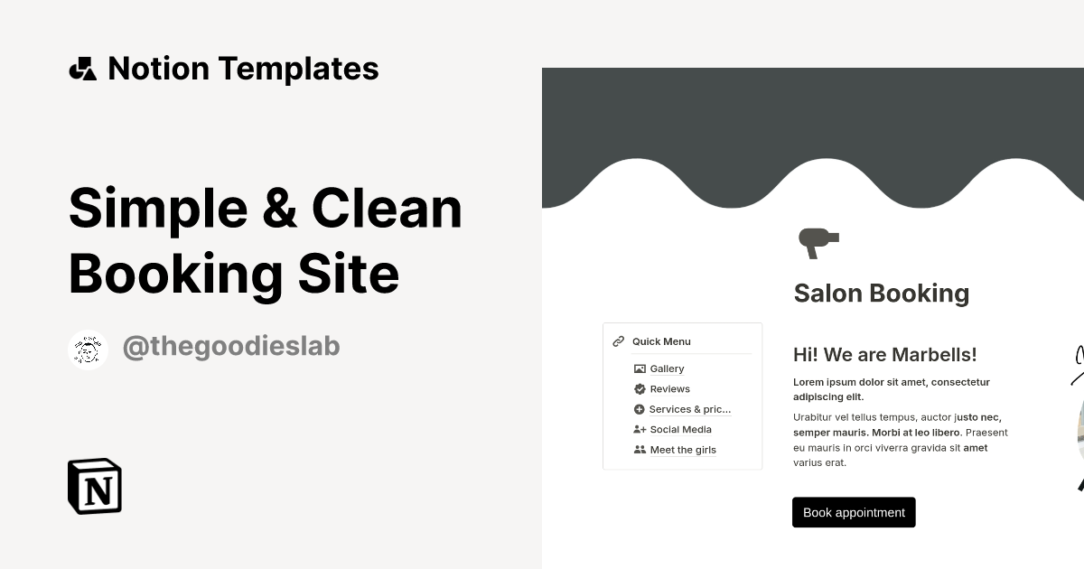 Simple & Clean Booking Site Template by The Goodies Lab | Notion ...