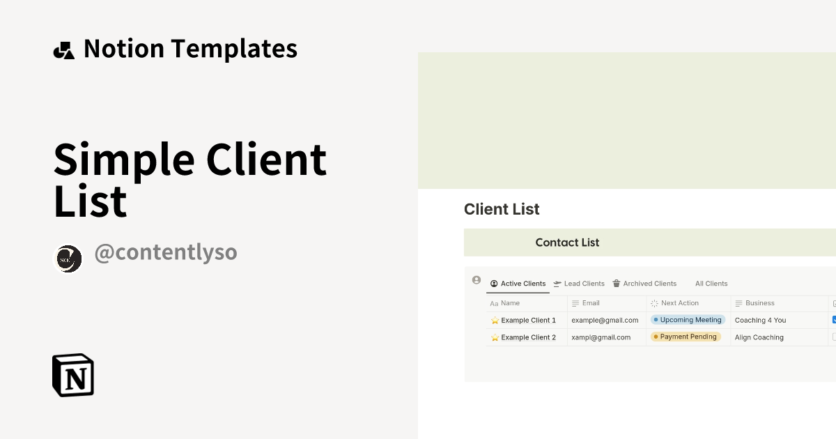 Simple Client List Template by Contently so. | Business Content ...