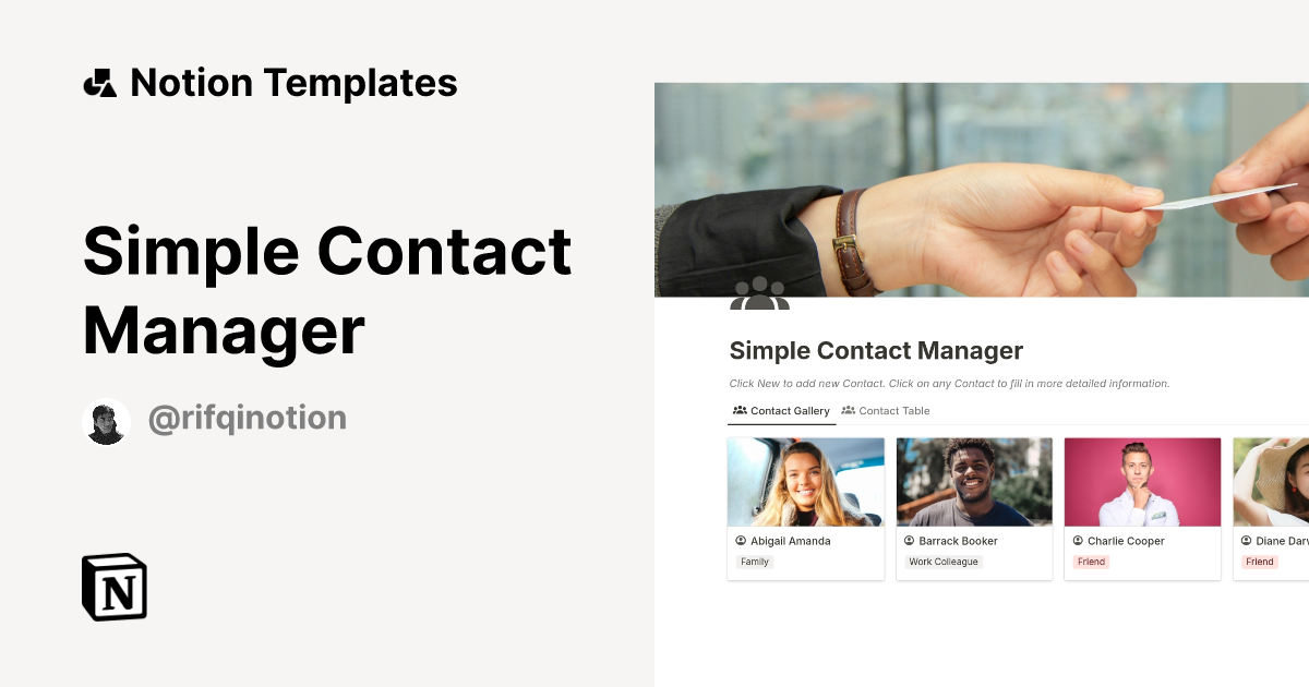 Simple Contact Manager Template | Notion Marketplace