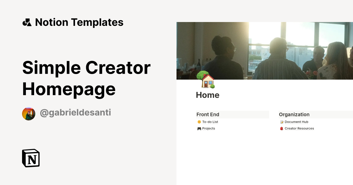 Simple Creator Homepage Template by gabrieldesanti | Notion Marketplace