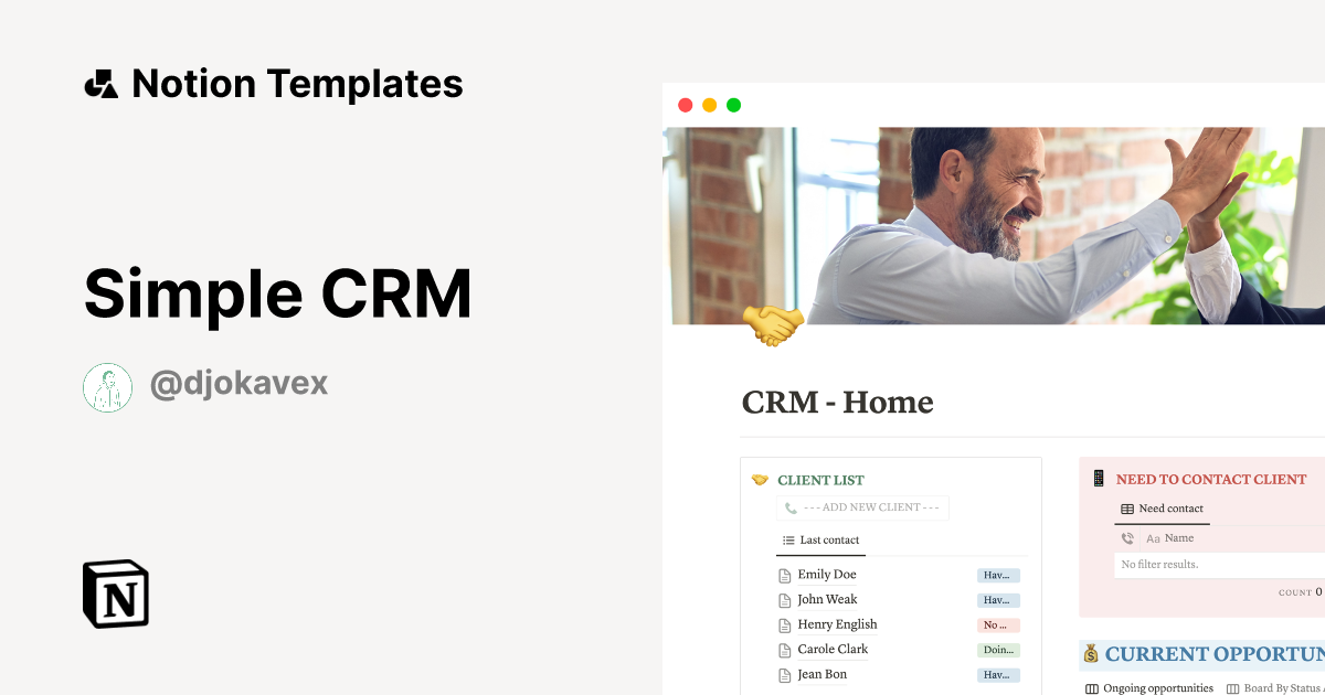 Simple CRM Template | Notion Marketplace