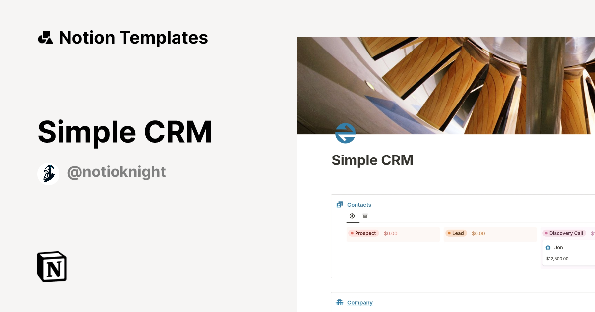 Simple CRM Template | Notion Marketplace
