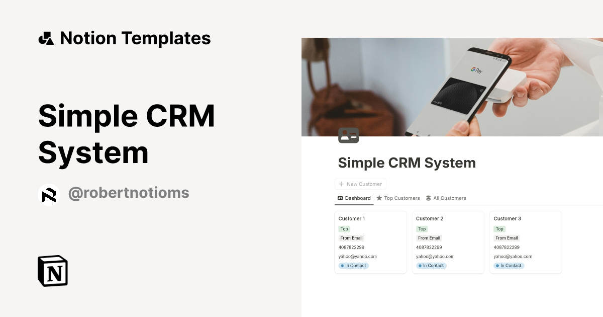 Simple CRM System Template by Robert Notioms | Notion Marketplace