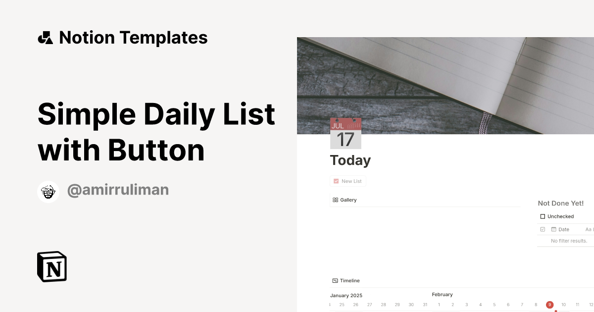 Simple Daily List with Button Template | Notion Marketplace