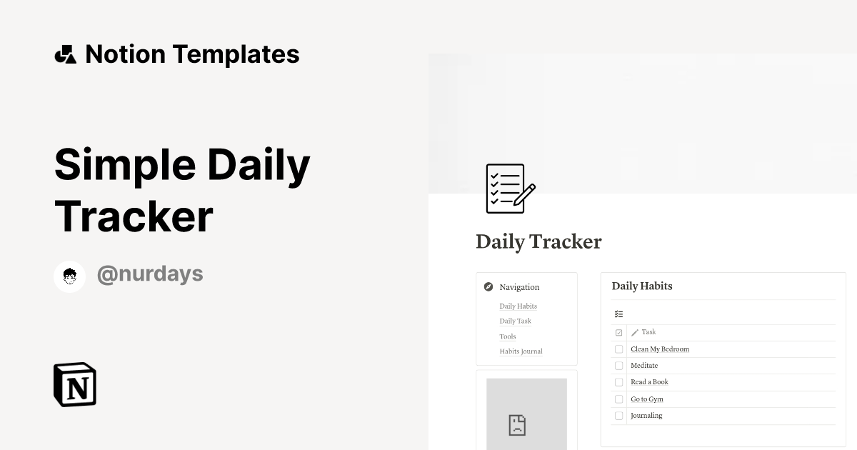 Simple Daily Tracker Template | Notion Marketplace