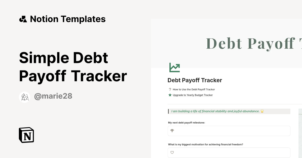 Simple Debt Payoff Tracker Template | Notion Marketplace