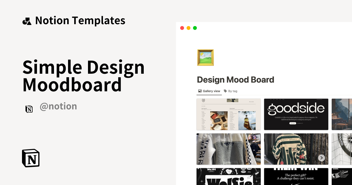 Simple Design Moodboard Template by Notion | Notion Marketplace