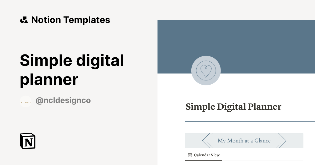 Simple digital planner Template | Notion Marketplace