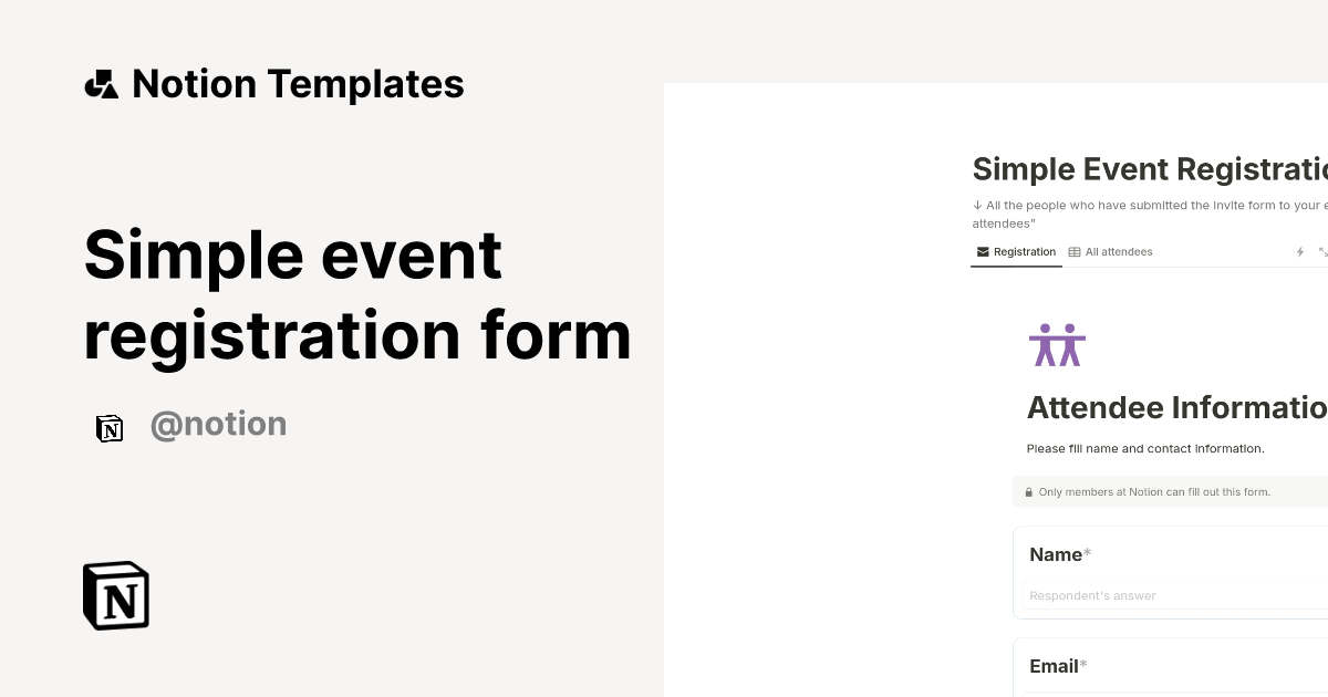 Simple event registration form Template by Notion | Notion Marketplace