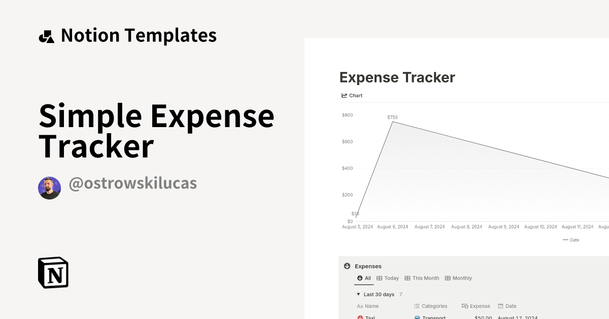 Simple Expense Tracker Template | Notion Marketplace