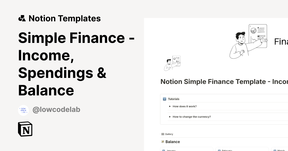 Simple Finance - Income, Spendings & Balance Template | Notion Marketplace