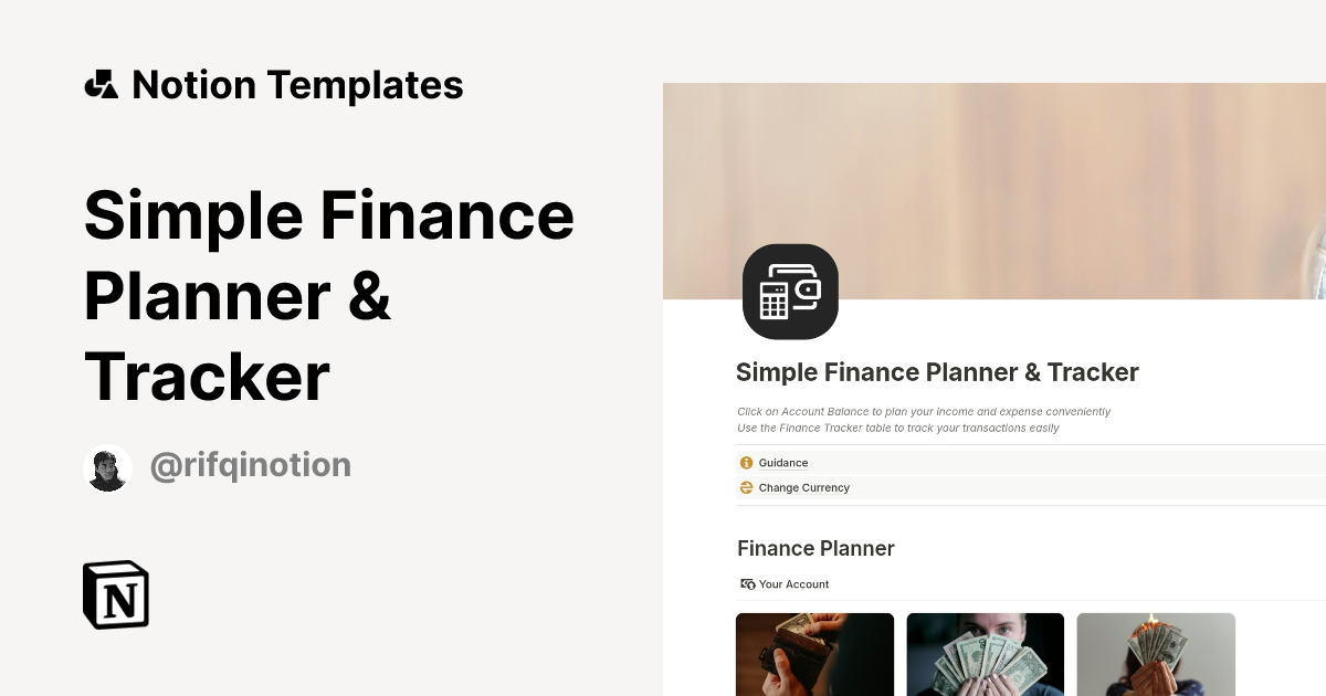 Simple Finance Planner & Tracker Template | Notion Marketplace
