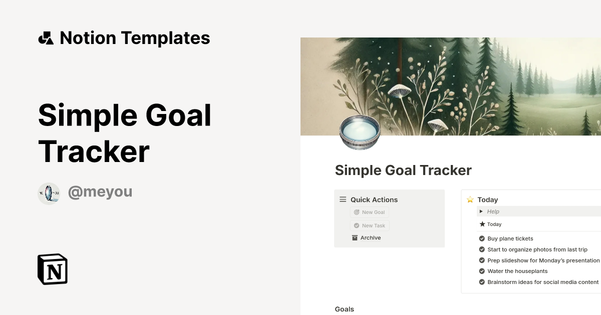 Simple Goal Tracker Template | Notion Marketplace