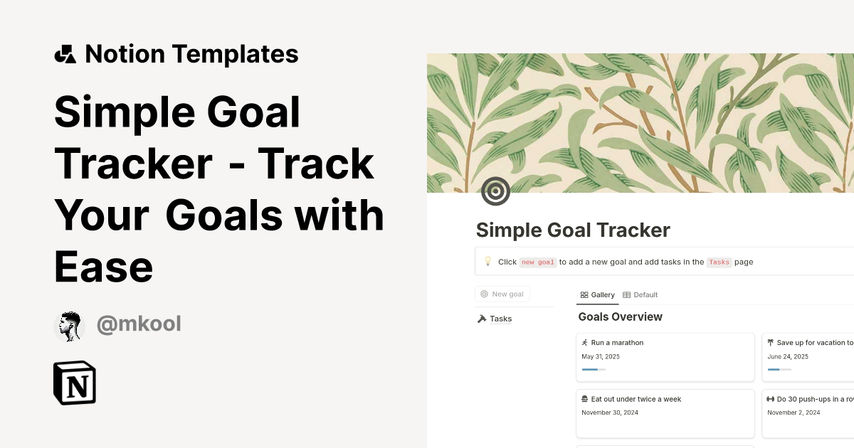 Simple Goal Tracker - Track Your Goals with Ease Template by mkool ...