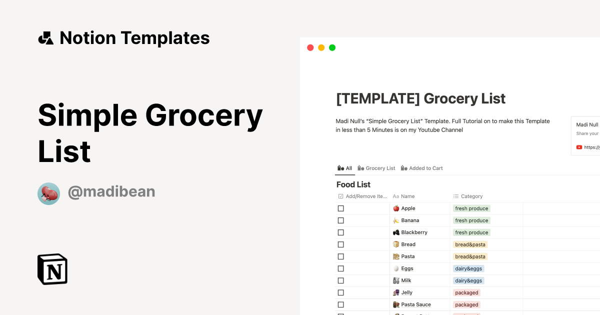Simple Grocery List Template | Notion Marketplace