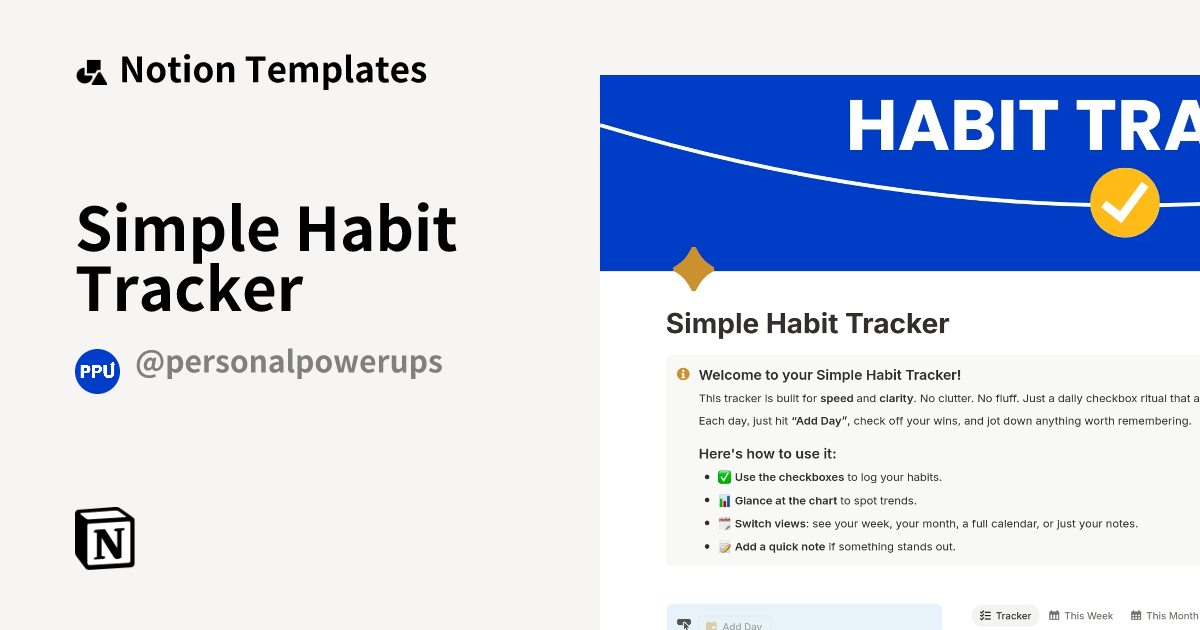 Simple Habit Tracker Template | Notion Marketplace