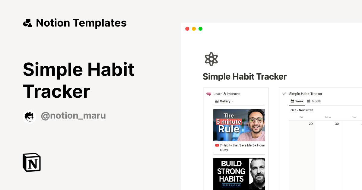 Simple Habit Tracker Template | Notion Marketplace